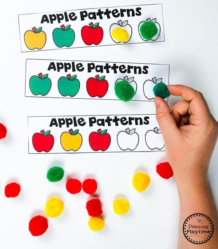 Apple Pattern Printable: Preschool Activity Worksheet (digital Download ...