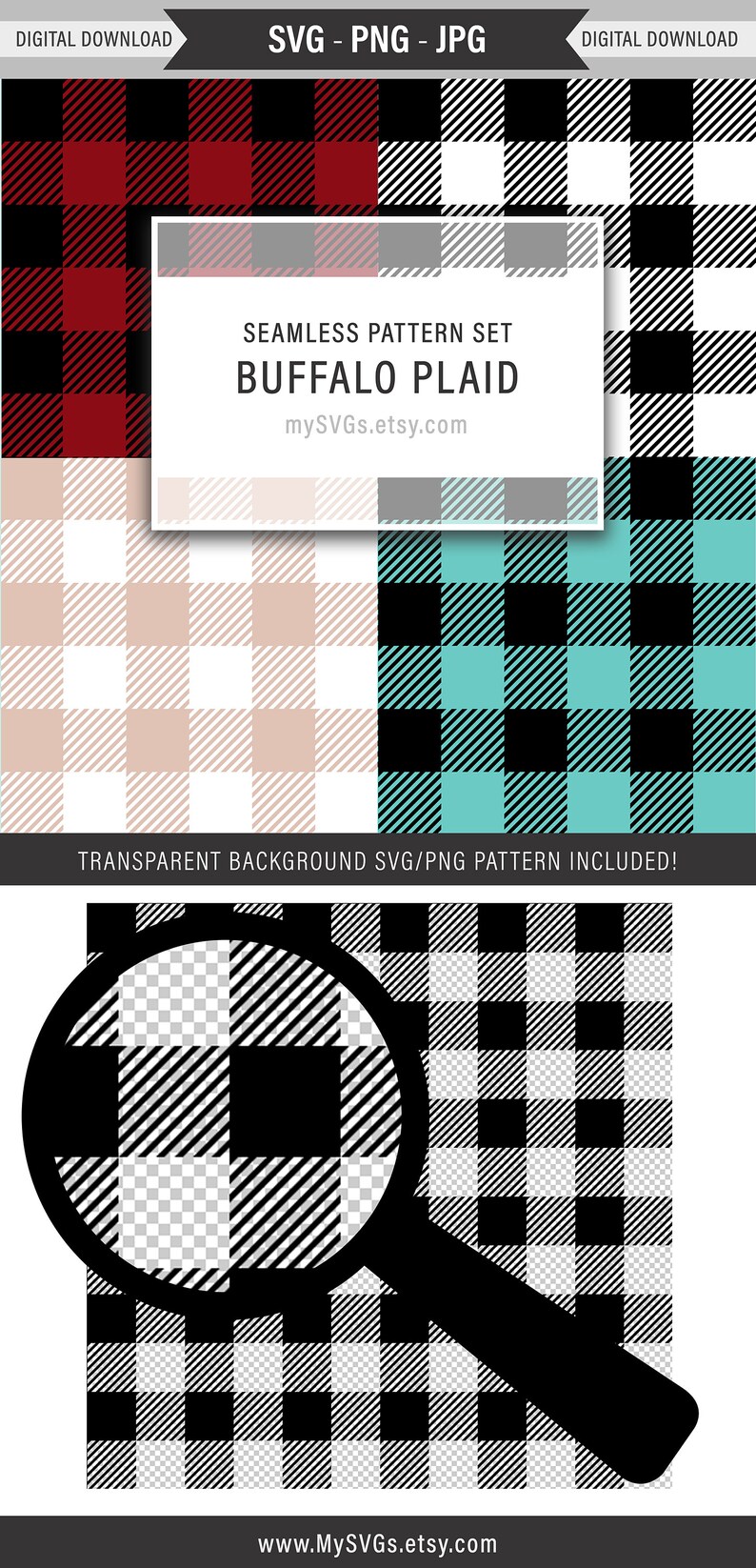 Buffalo Plaid Pattern File / SVG - PNG - JPG / Vector Buffalo Plaid Svg ...