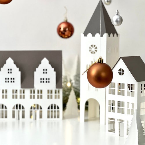 Christmas Village Houses Paper House Decoration Architecture | Etsy