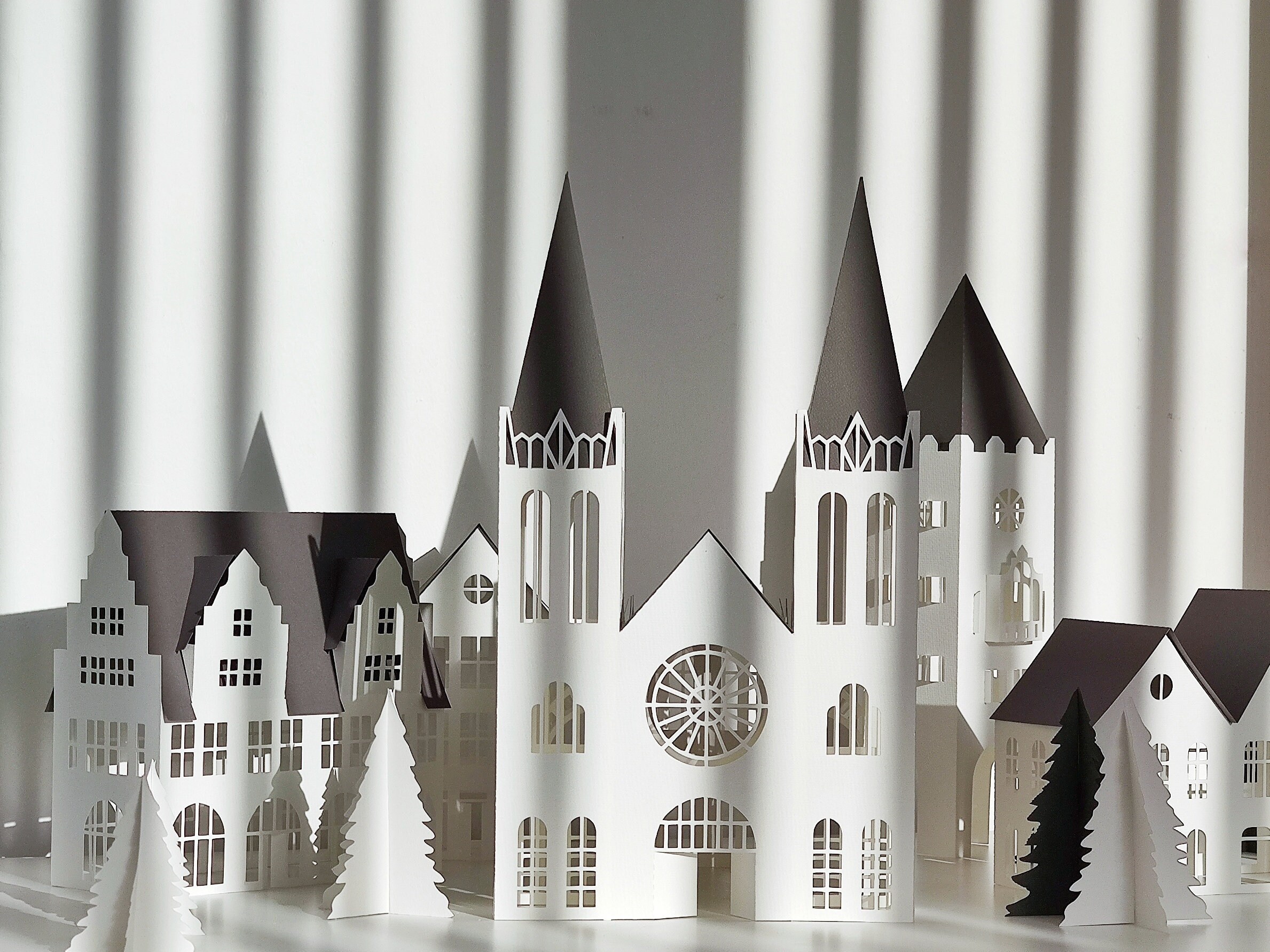 Paper Cathedral Christmas Village Set Paper Church Model - Etsy UK