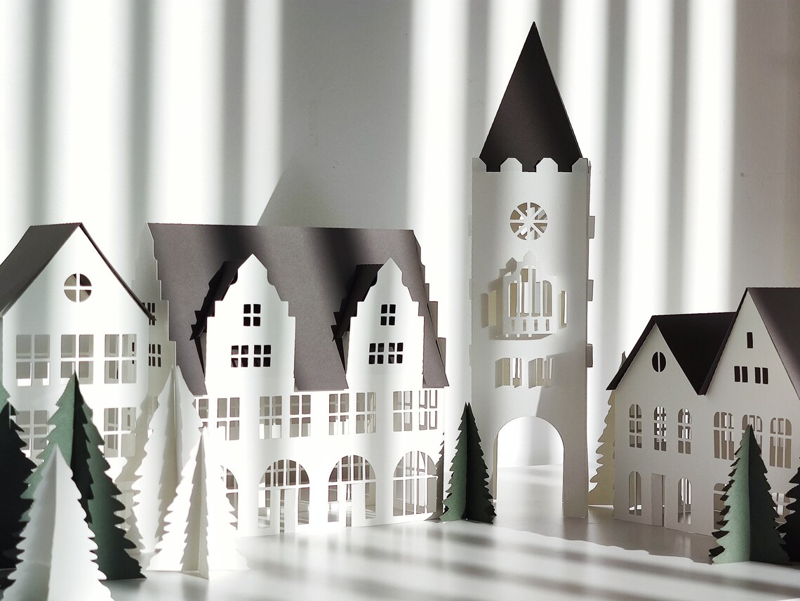 Christmas Village Houses Paper House Decoration Architecture - Etsy