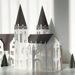 Paper Cathedral Christmas Village Set Paper Church Model - Etsy UK