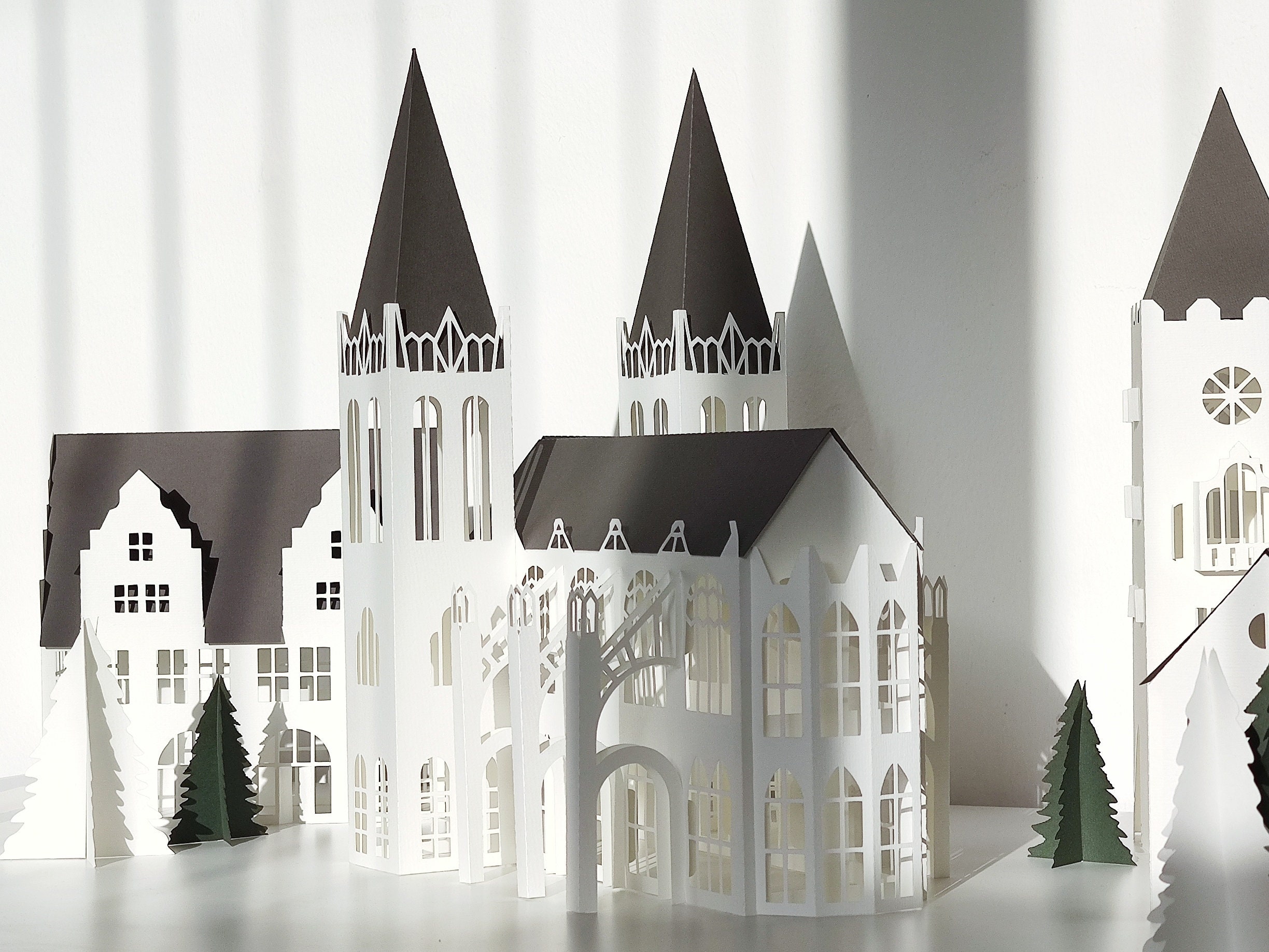 Paper Cathedral Christmas Village Set Paper Church Model - Etsy UK