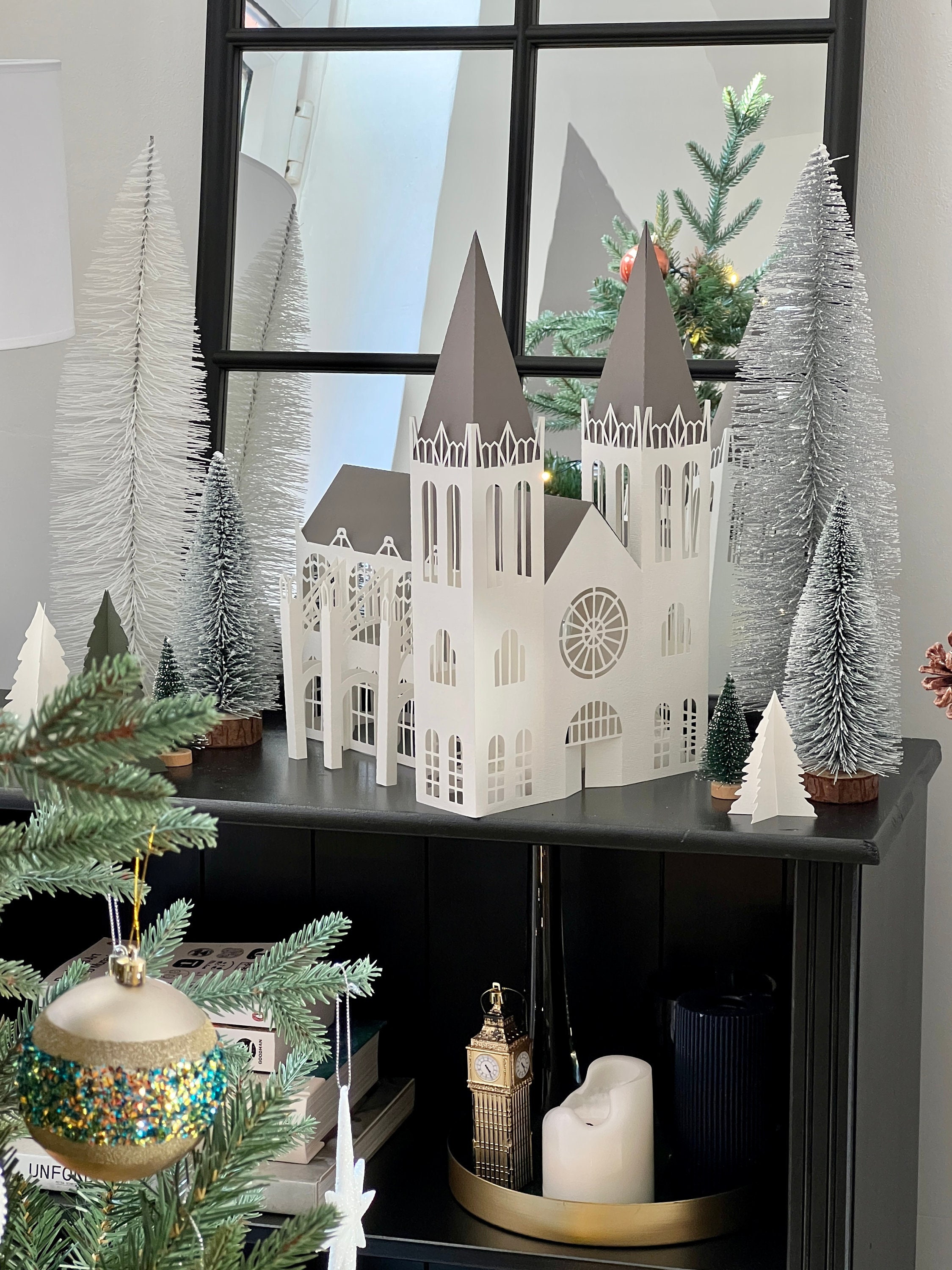 Paper Cathedral Christmas Village Set Paper Church Model - Etsy UK