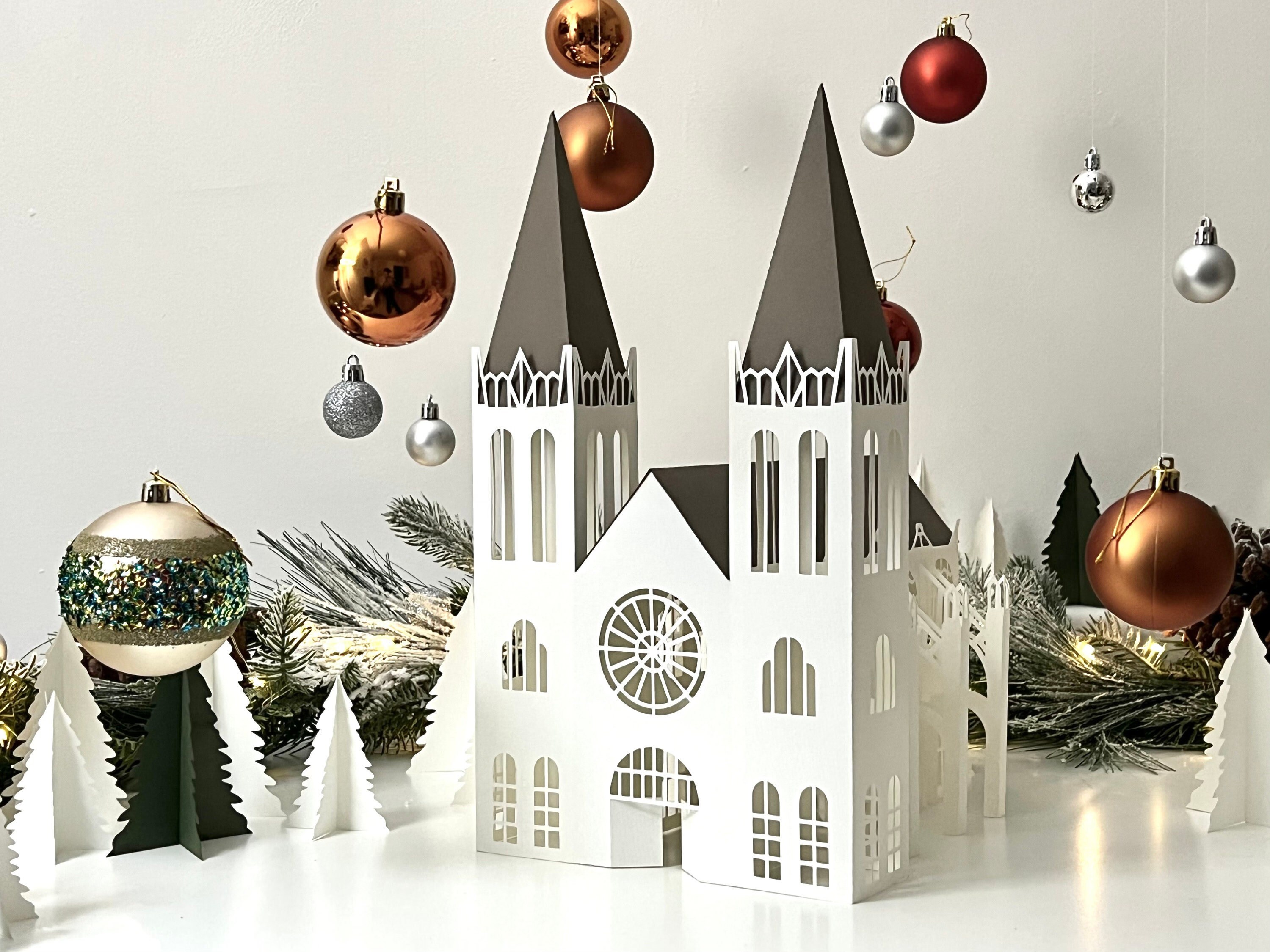 Paper Cathedral Christmas Village Set Paper Church Model - Etsy UK