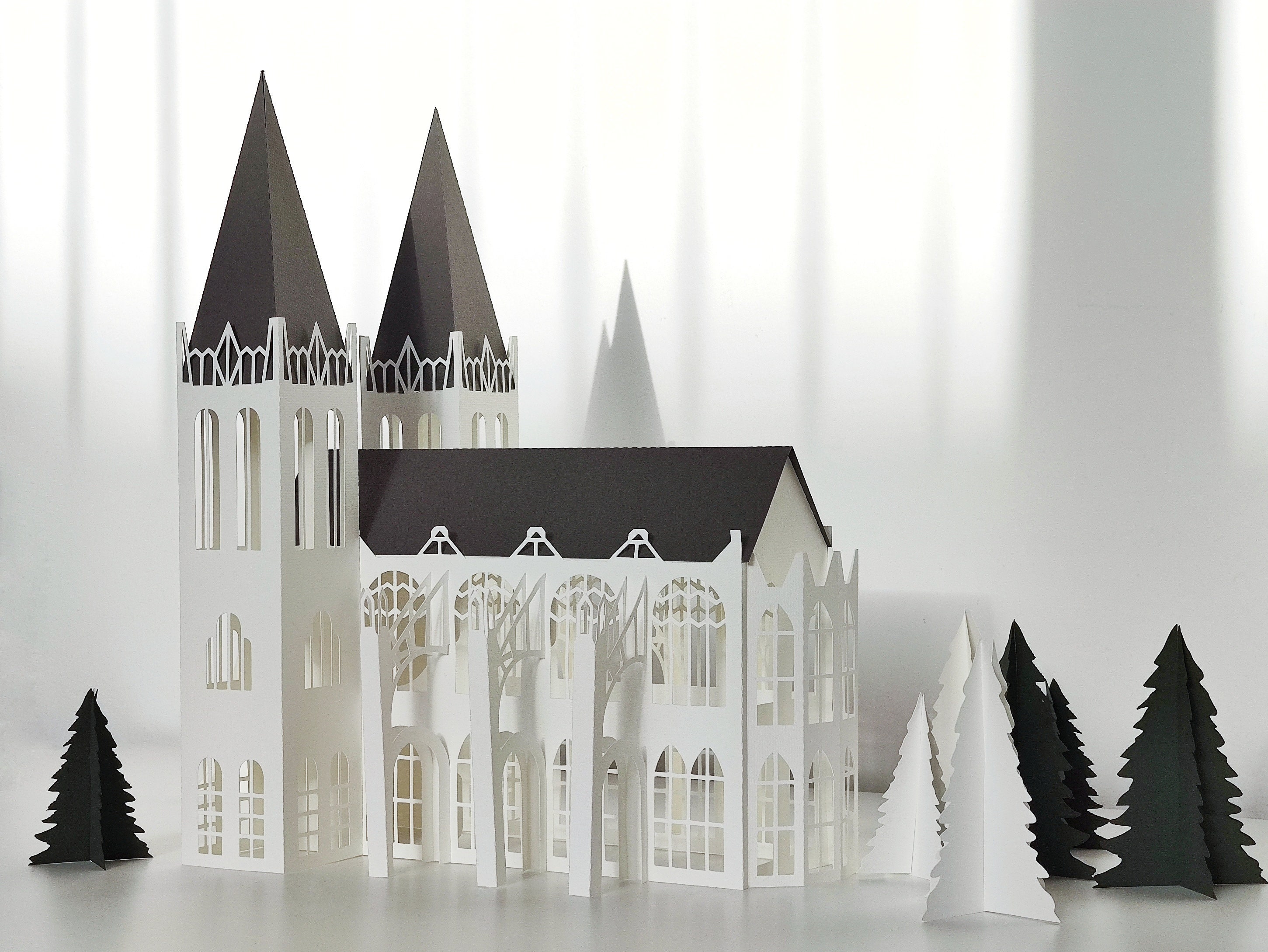 Paper Cathedral Christmas Village Set Paper Church Model - Etsy UK