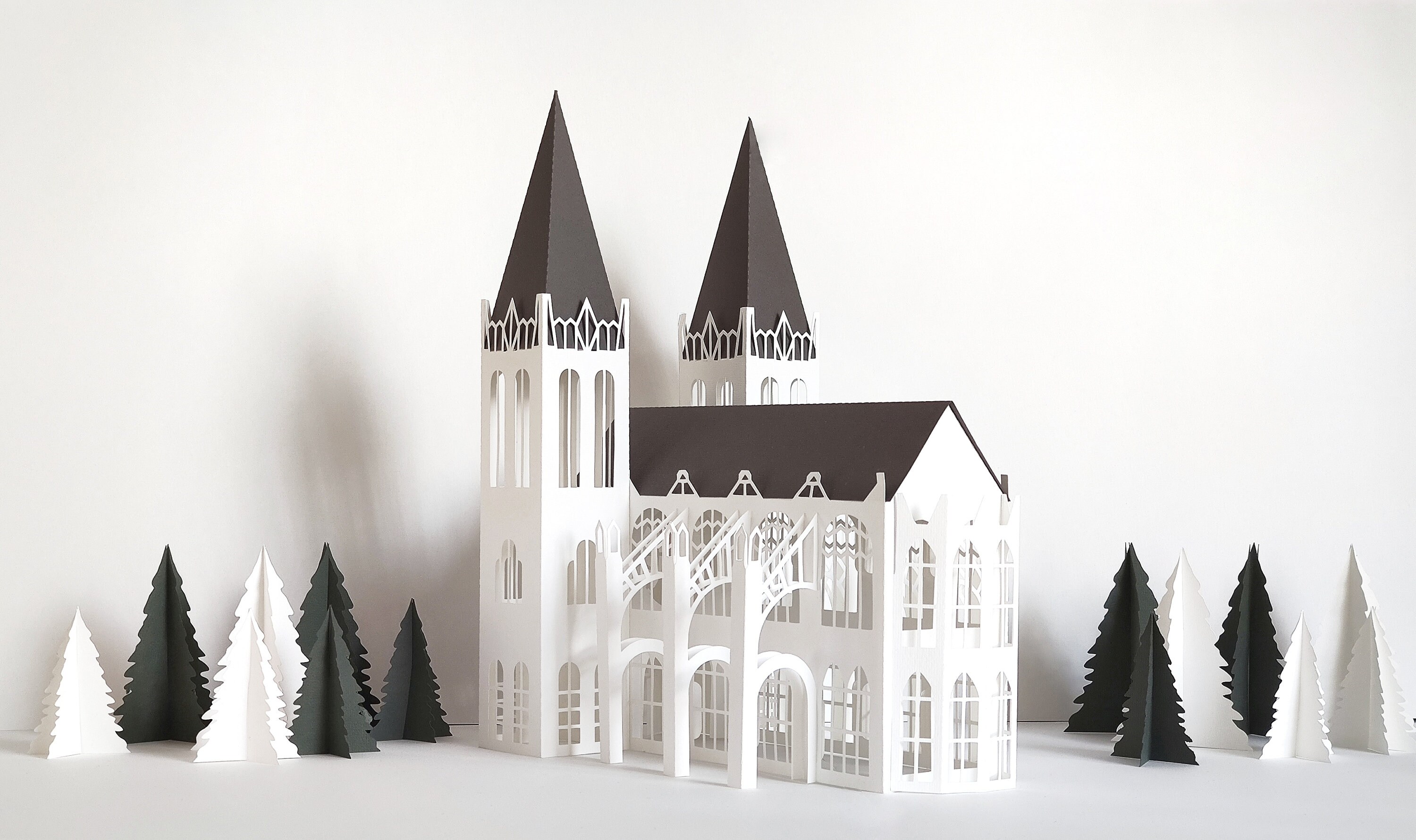 Paper Cathedral Christmas Village Set Paper Church Model - Etsy UK