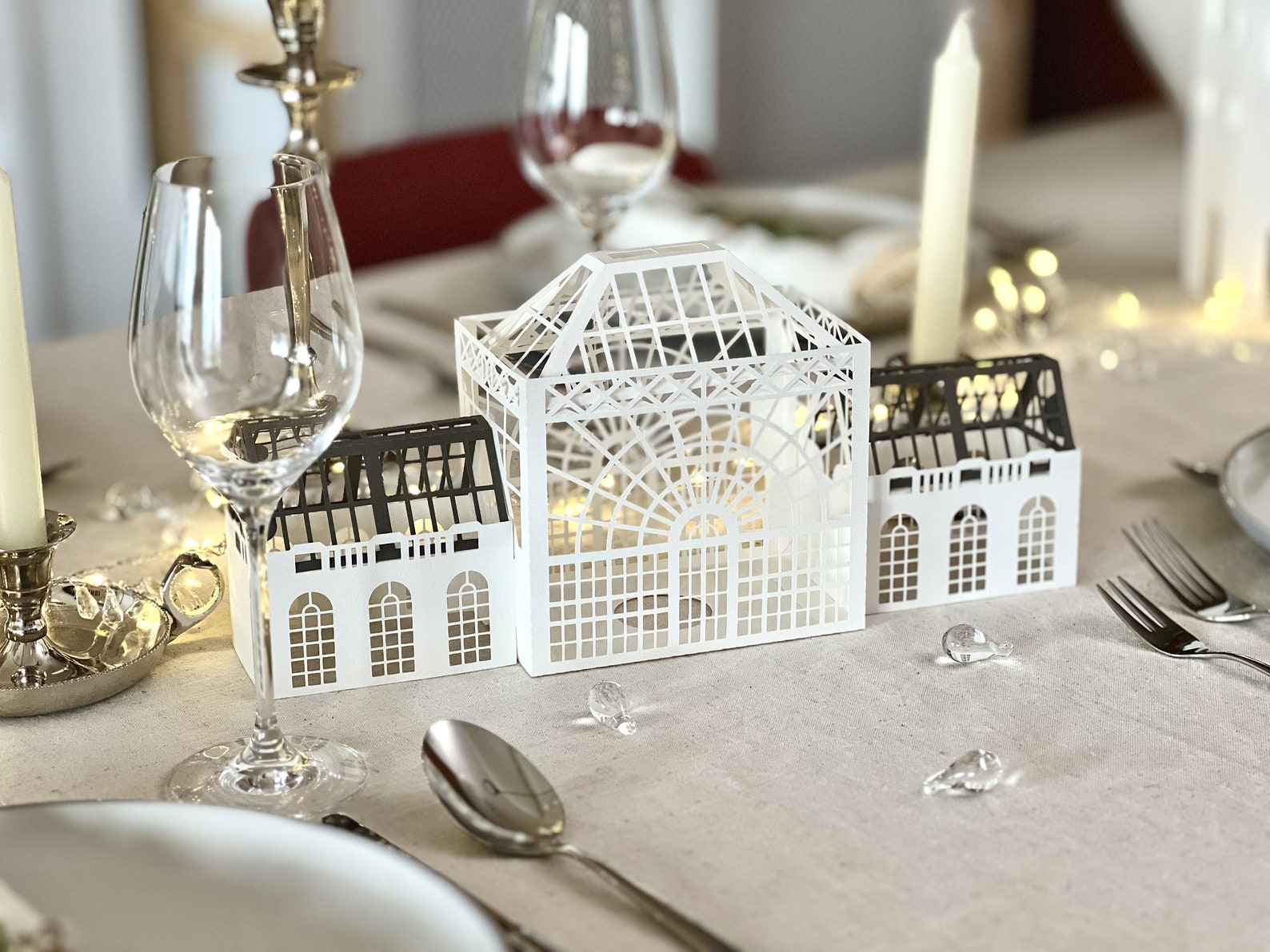 Paper Christmas Decor, Glass House Model, Christmas Village - Etsy