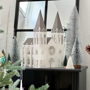 Paper Cathedral Christmas Village Set Paper Church Model - Etsy UK