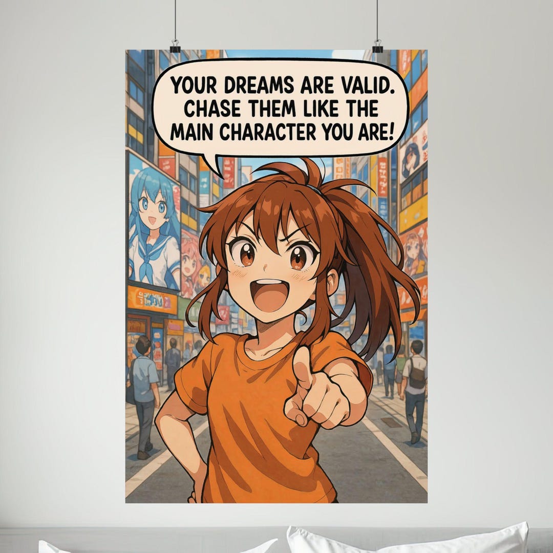 Anime Motivational Wall Art Print, Manga Poster for Bedroom or Office ...