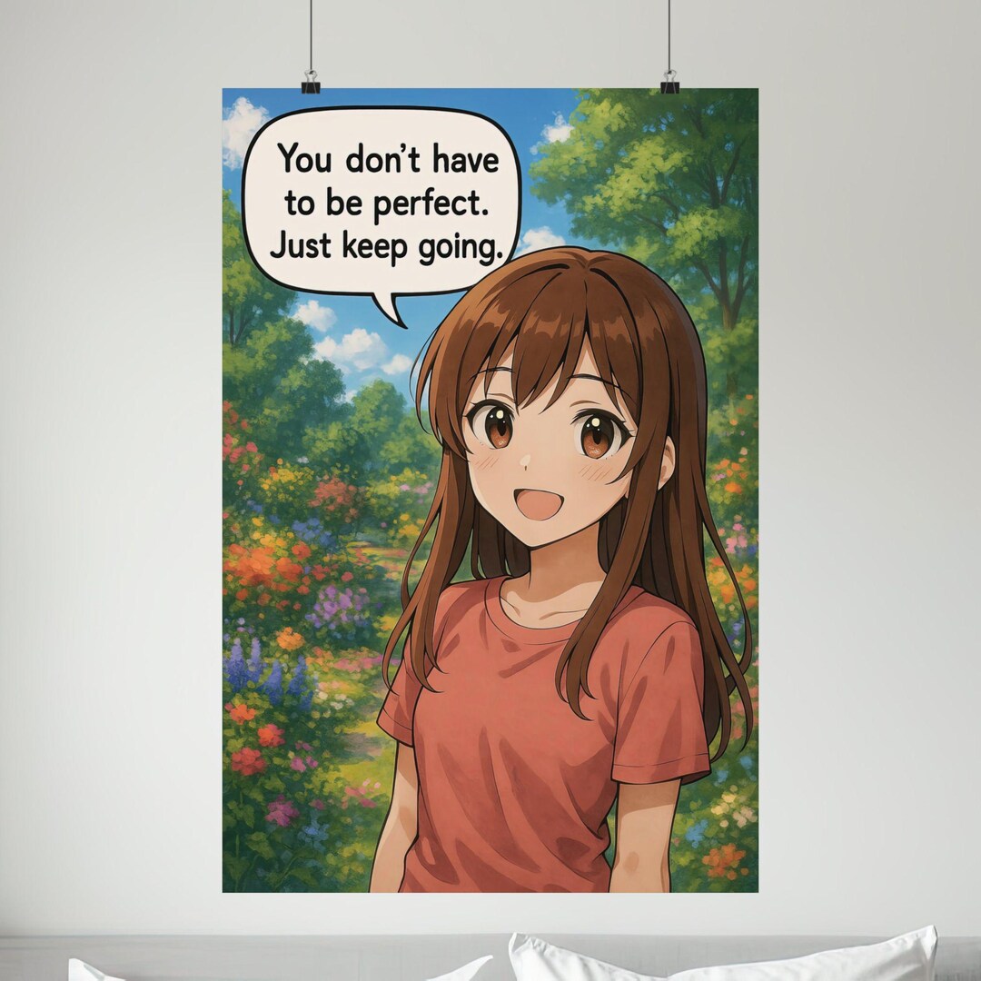 Inspirational Anime Wall Art Poster, Vertical Manga Quote Print, Matte ...