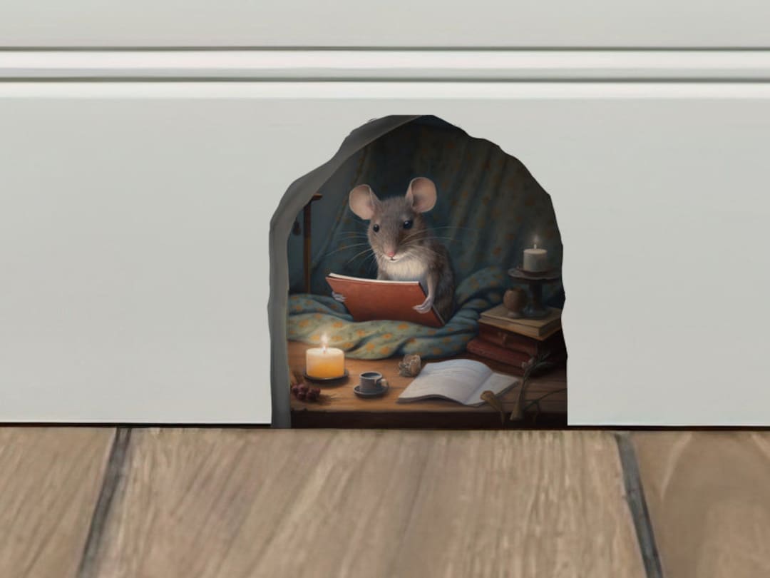 Mouse Vinyl Sticker, Baseboard Mouse Hole Sticker, Nursery Mouse Wall ...