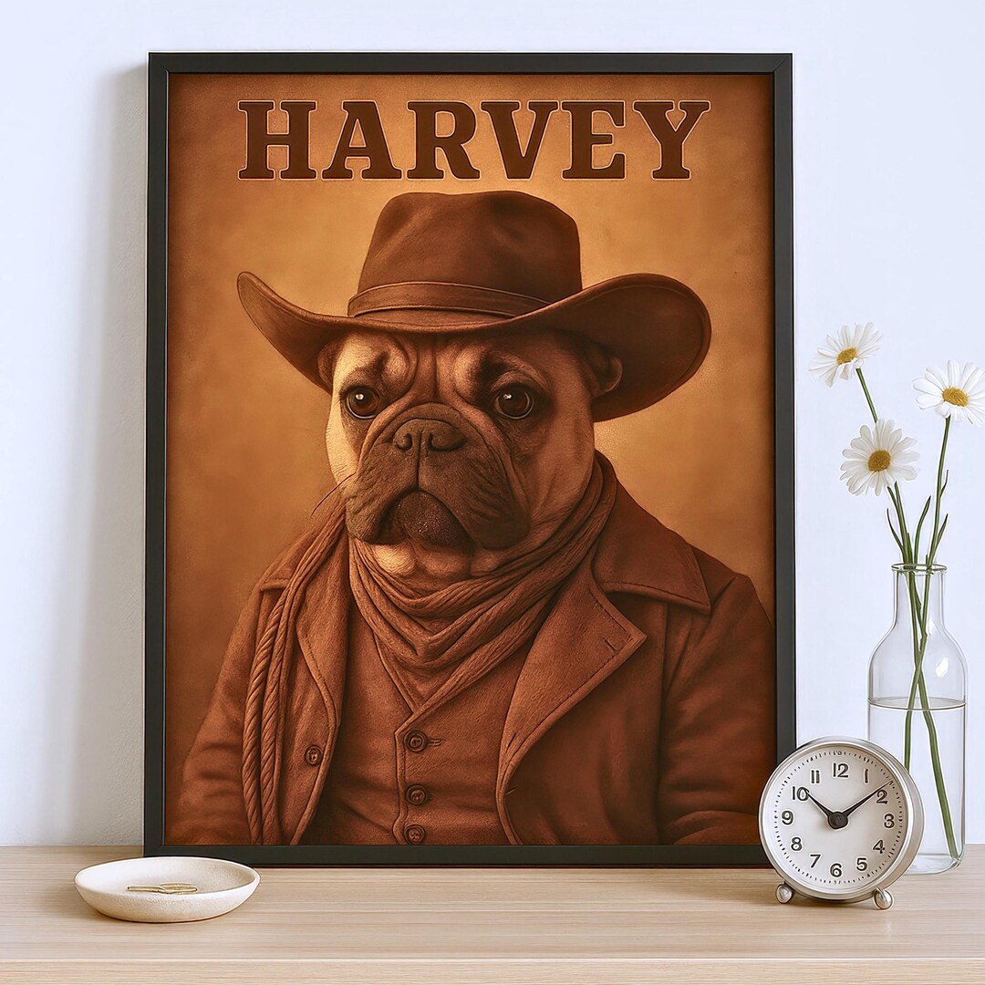 Custom Western Cowboy Pet Portrait – Turn Your Pet Into a Wild West ...