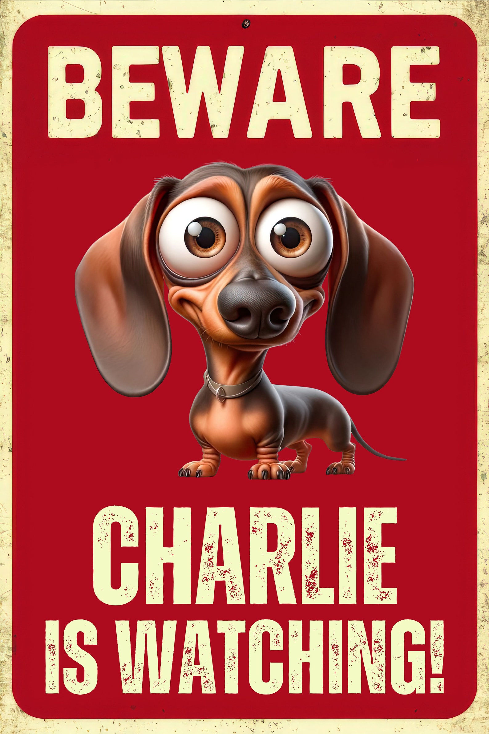 Personalized Dog Alert Flag - "beware! [dog Name] is Watching ...