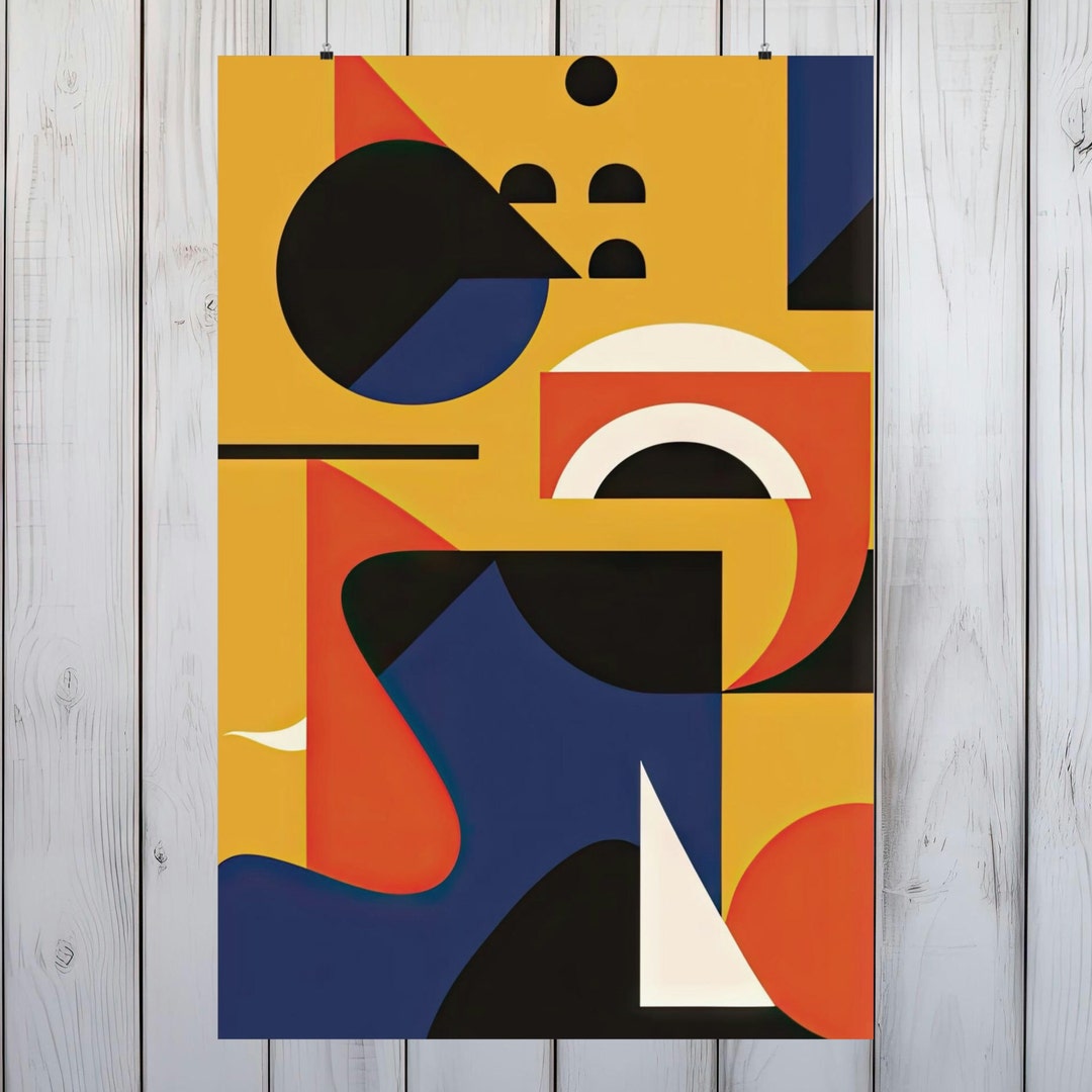 Artistic Modern Abstract Lithography Wall Poster, Colorful Fine Art ...