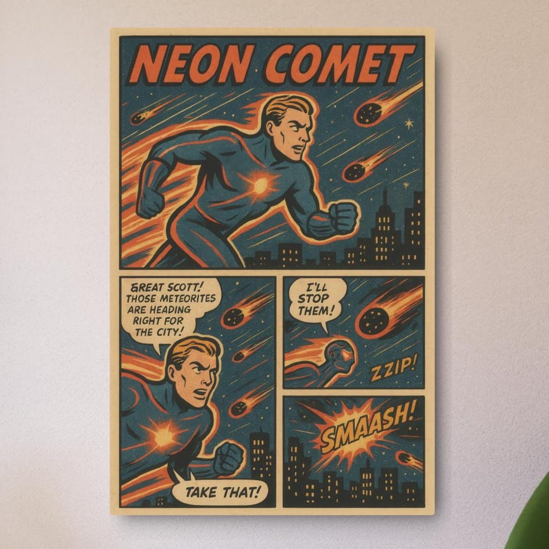 Vintage Superhero Metal Art Sign, Retro Comic Wall Decor for Collectors ...