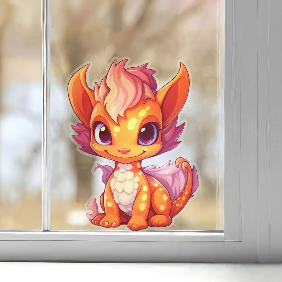 Fire Dragon "flarion" Window Decal - Mystical Elementkin Dragon Window ...