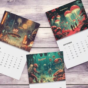 2025 Vintage Sci-fi Calendar Retro Space Décor Science Fiction Yearly ...