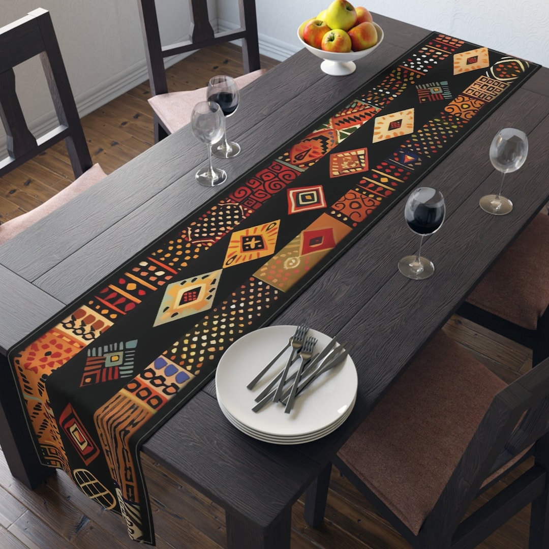 African Tribal Pattern Table Runner - Cotton Tablecloth - Housewarming ...