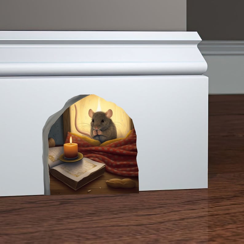 Cute Mouse Hole Wall Decal Sticker Adorable Baseboard Mice - Etsy