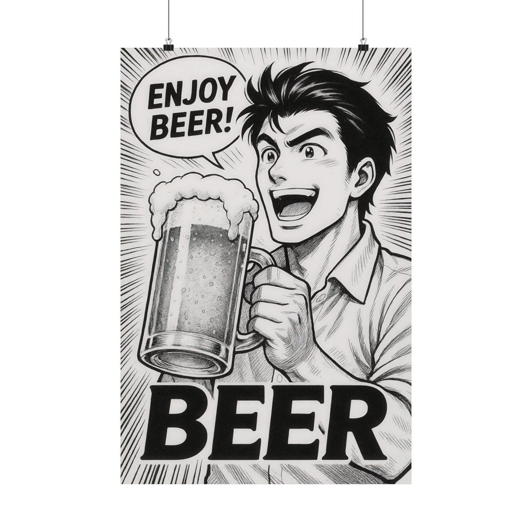 Manga Beer Commercial Poster Print, Anime Wall Art for Mancave, Funny ...