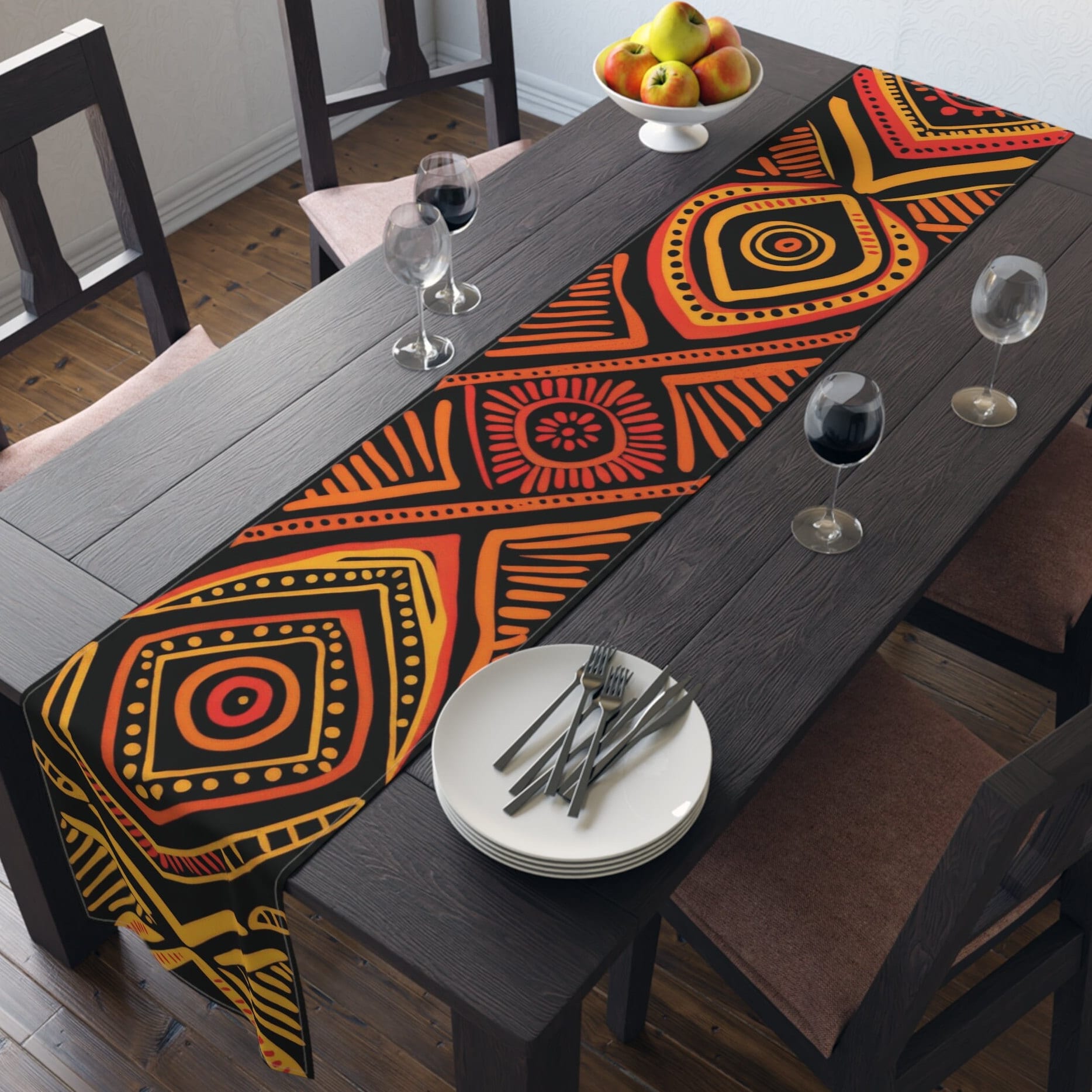 African Tribal Pattern Table Runner - Cotton Table Runner ...