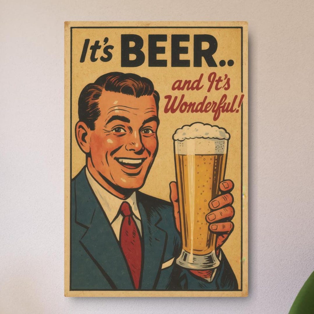 Vintage Beer Advertising Metal Plaque, Rustic Brewery Bar Decor ...