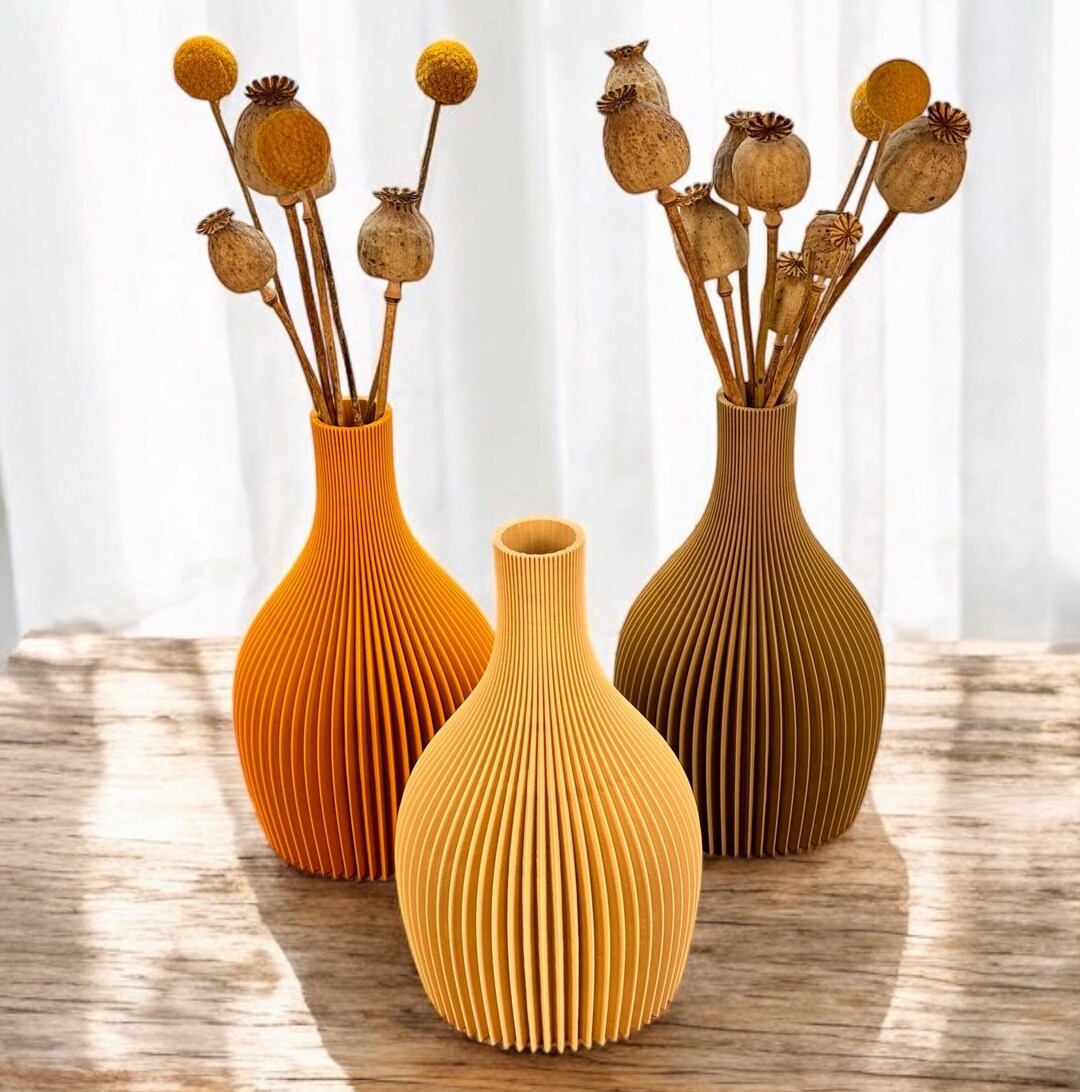 Unique Textured Vase "nyala" - Sustainable 3D Printed Wood PLA Vase for ...