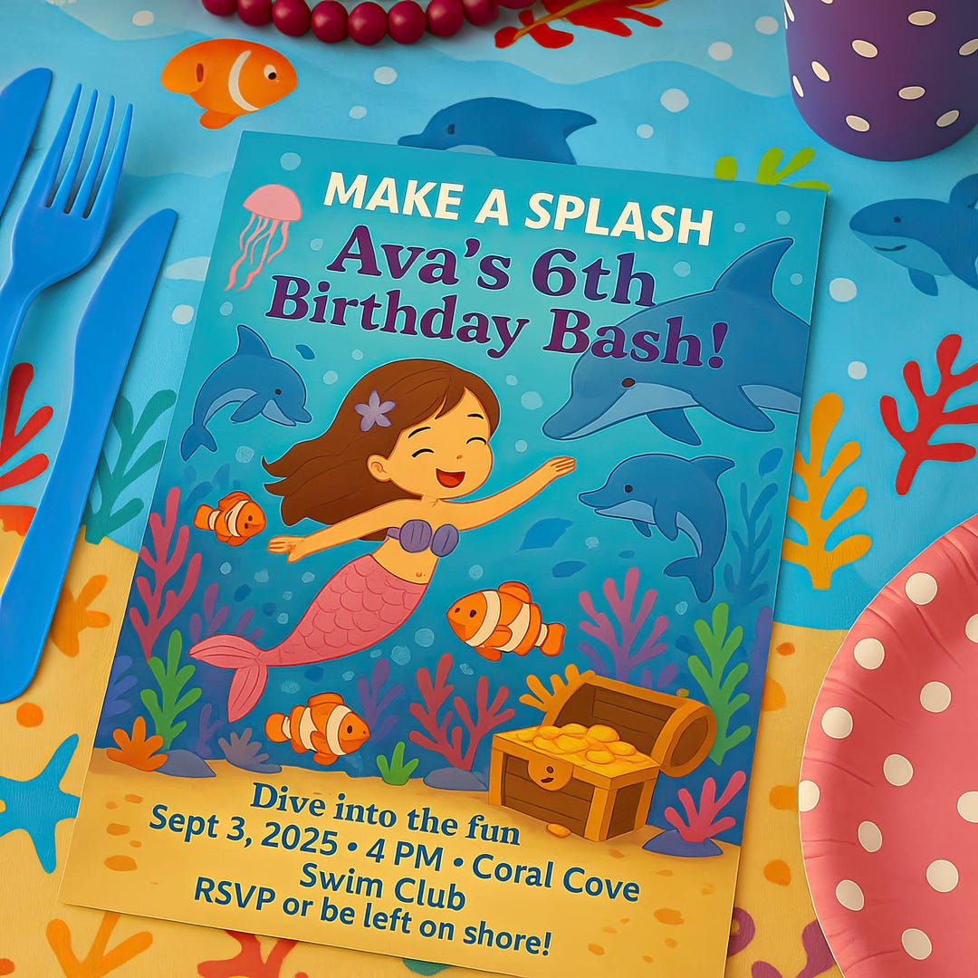 Personalized Kids Birthday Invitation Design - Custom Party Invite With ...