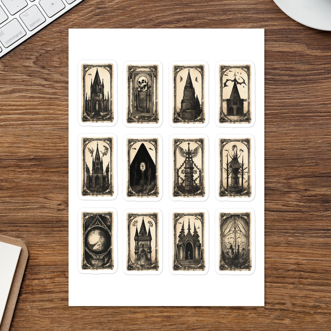 Gothic Stamp Sticker Sheet Elegantly Dark Decals for Laptops ...