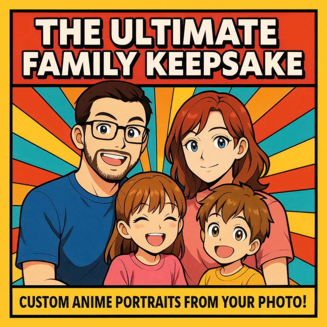 Custom Anime Family Portrait From Photo – Personalized Anime Drawing ...