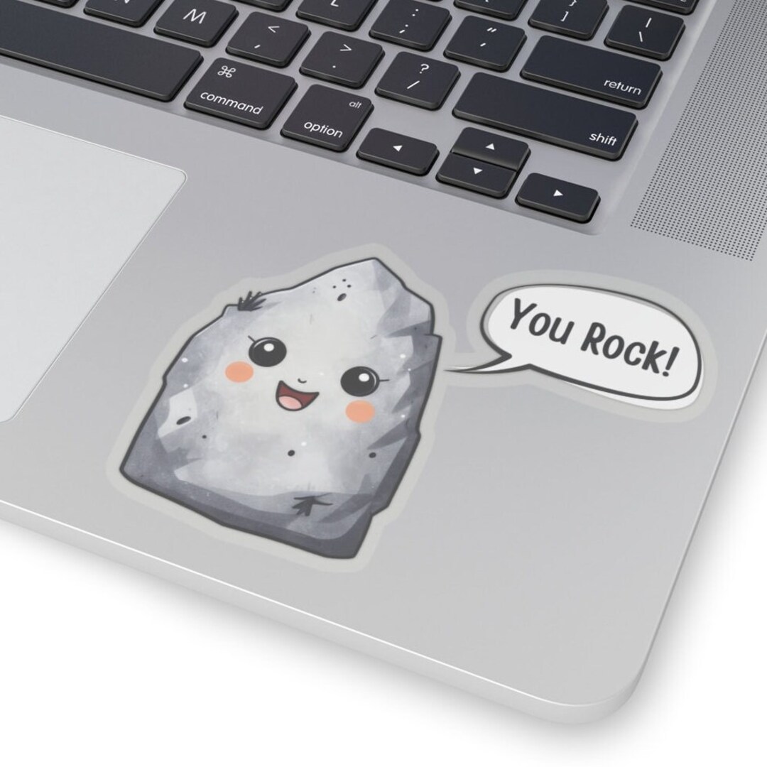 You Rock! Cute Kawaii Stone Sticker - Cheerful Encouraging Rock Decal ...