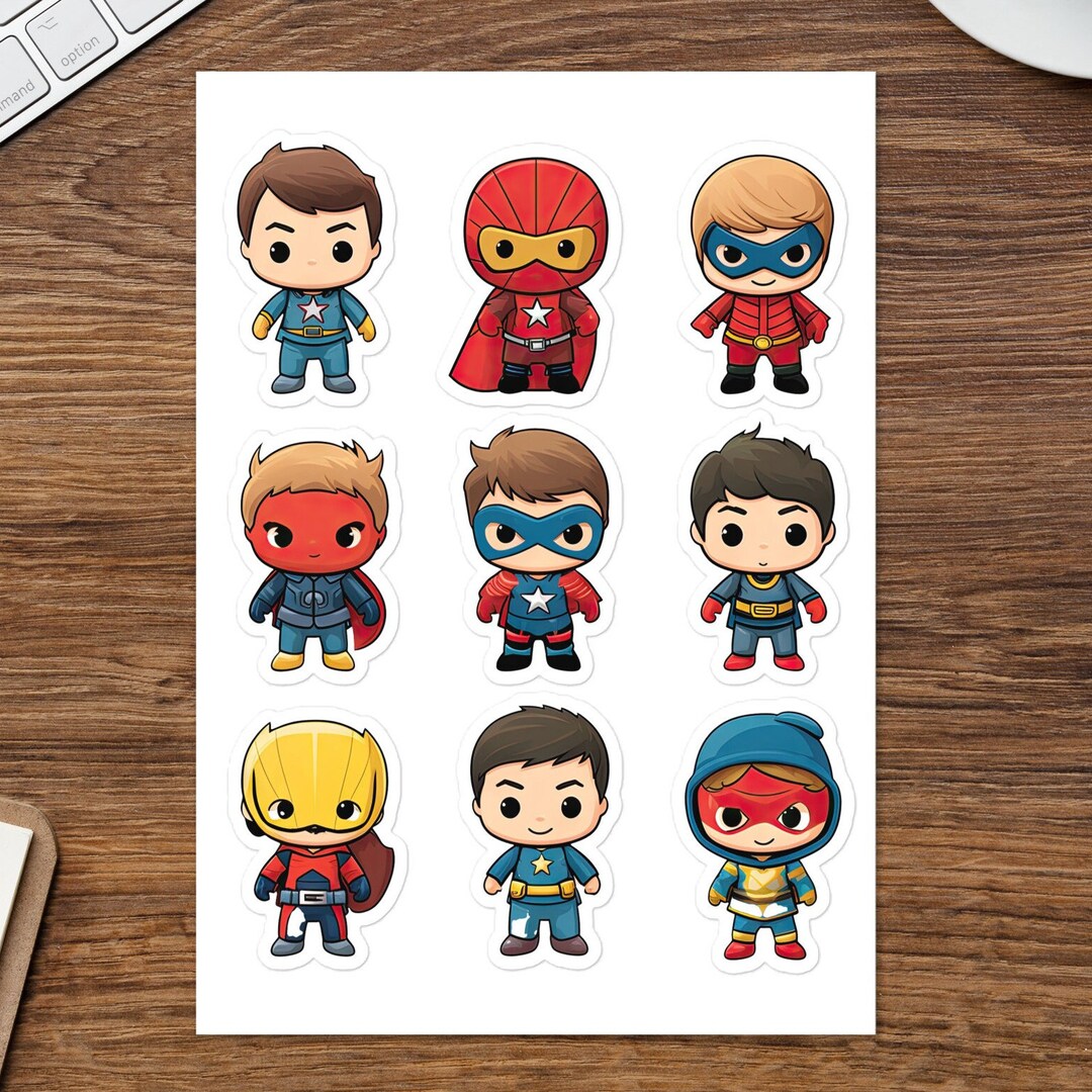 Mini Superhero Stickers Tiny Hero Squad Stickers Collection Sheet - Etsy