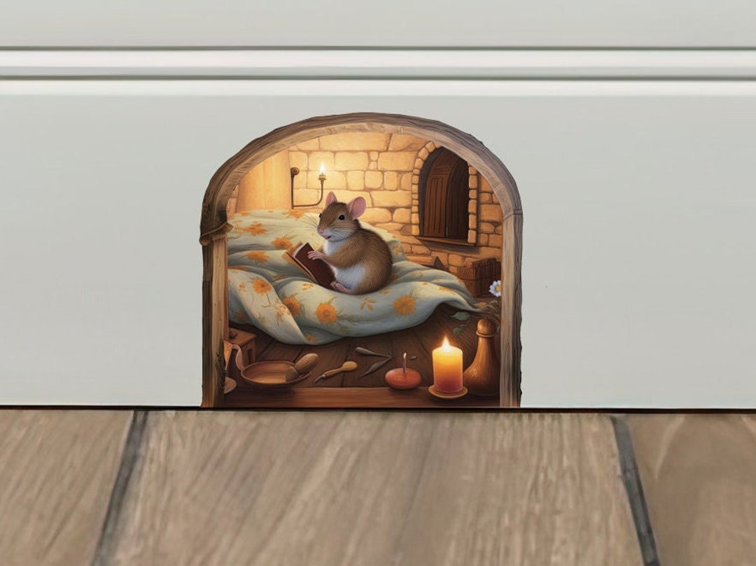 Baseboard Mouse Hole Sticker, Room Decor Sticker, Nursery Mouse Wall ...