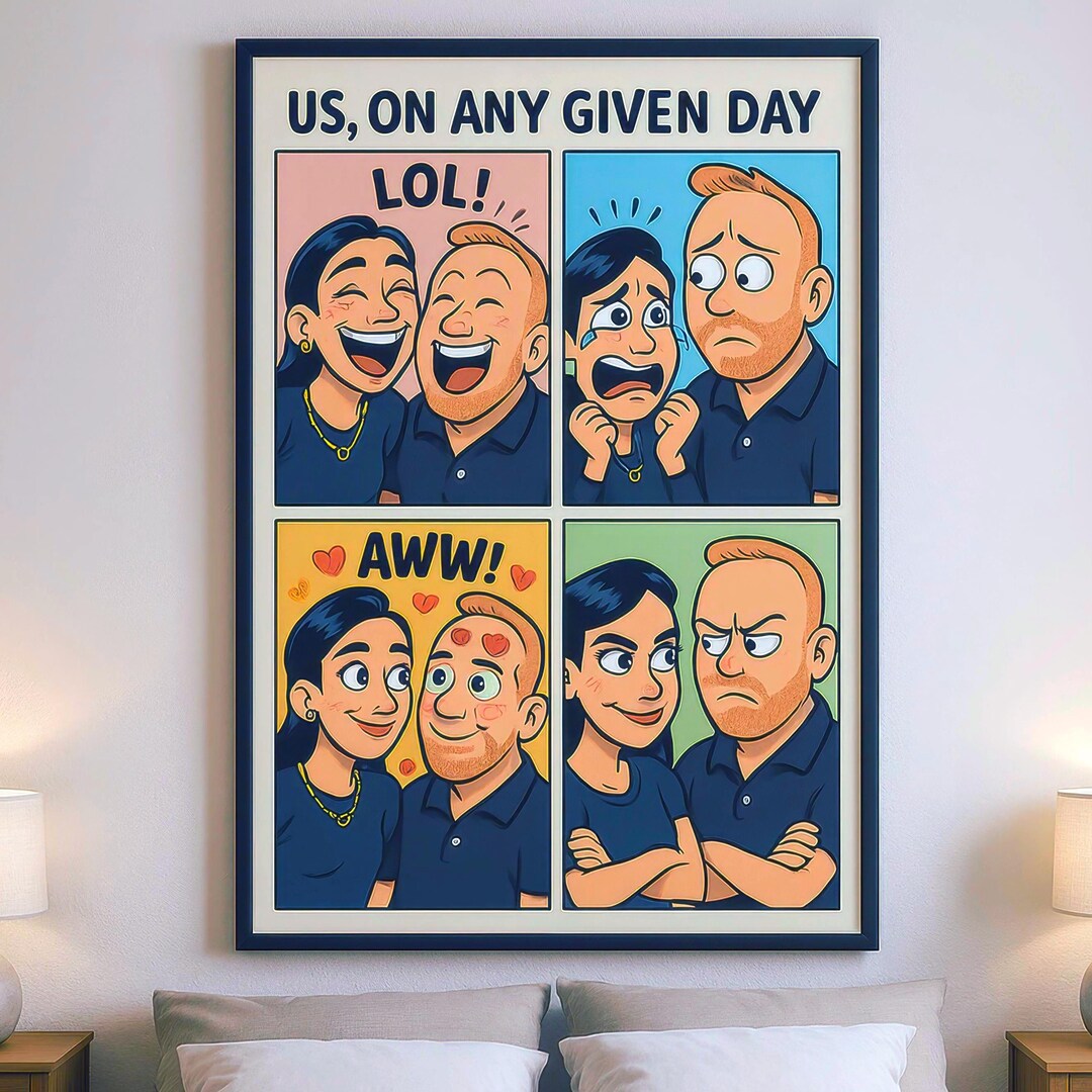 Custom Couples Comic Strip - Personalized Cartoon Portrait From Your ...