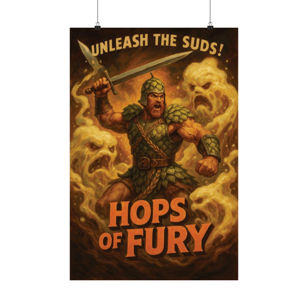 Beer Movie Poster Art, Epic Brewery Print for Mancave, Funny Pub Wall ...