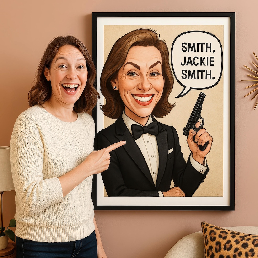 Personalized Secret Agent Caricature - Custom Spy Portrait From Your ...