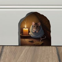 Mouse Vinyl Sticker, Mouse Hole Decal Sticker for Wall, Nursery Mouse ...