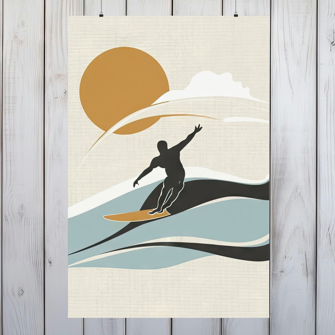 Beachfront Bliss Surf Wall Art, Ocean Adventure Print, Catch the Wave ...