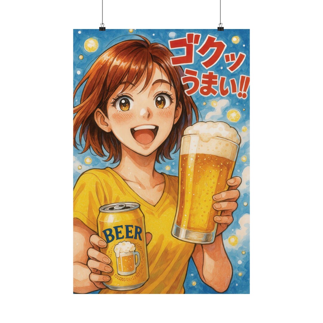 Funny Anime Beer Poster Wall Art, Manga Style Brewery Decor for Mancave ...