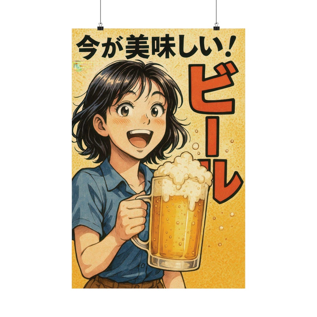 Funny Manga Beer Poster Print, Anime Brewery Wall Art for Mancave, Cool ...