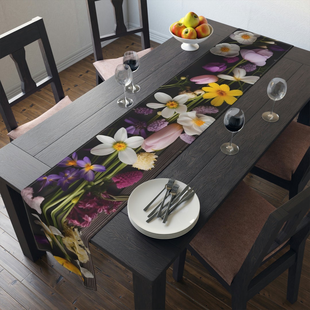 Spring Flowers Table Runner Spring Table Decor Summer Table Runner ...