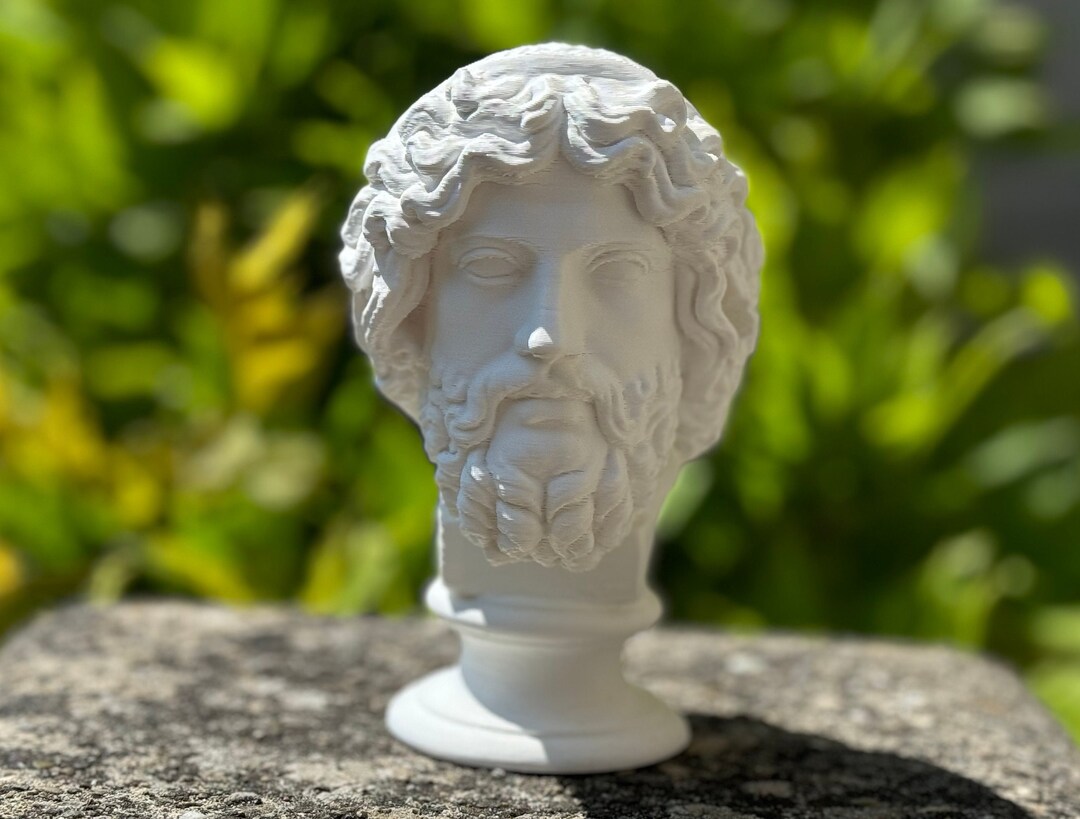 Zeus Desktop Bust 3D Printed Greek History Bookshelf Statue Ancient ...