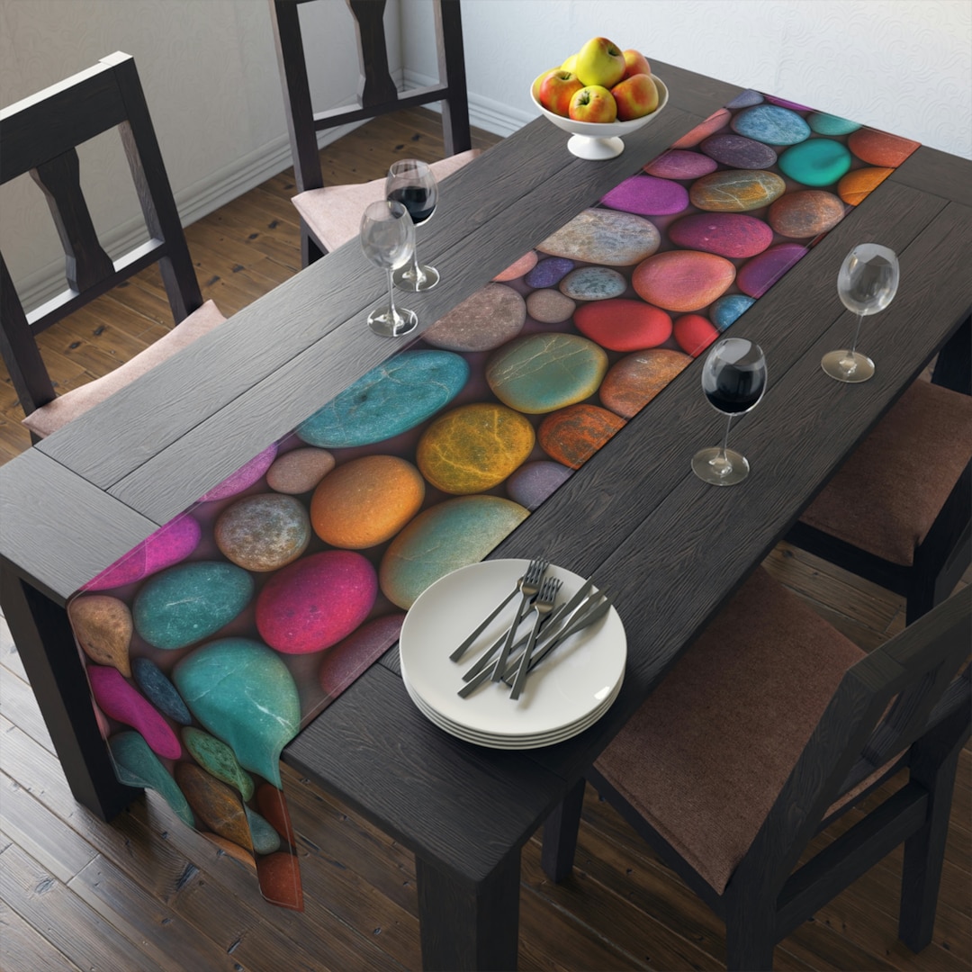 Colorful Pebbles Table Runner Pebble Table Decor Housewarming Gift ...