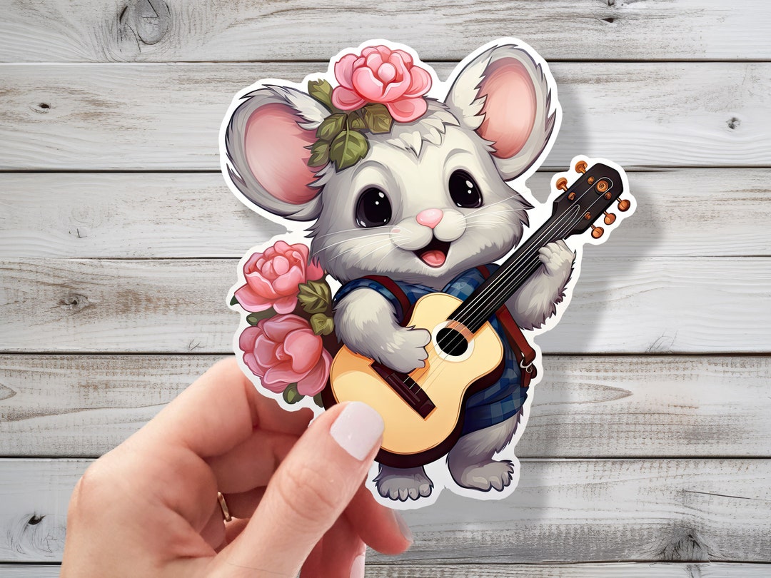 Cute Mouse Holding Flower Decal Sticker - Charming Nursery Decor, Kids ...