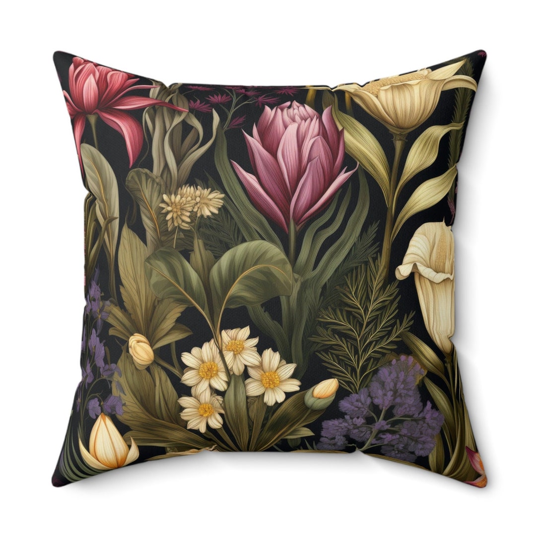 Vintage Botanical Throw Pillow Elegant Double-sided Vintage Floral ...