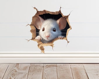Mouse Hole Decal Sticker for Wall, Mouse Vinyl Sticker, Room Decor ...