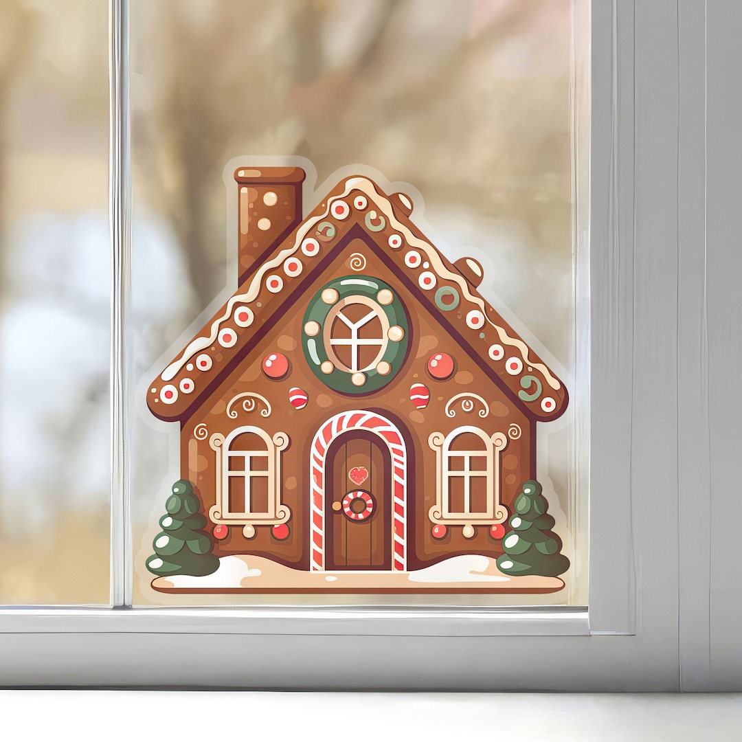 Delightful Gingerbread House Window Decal Festive Home - Etsy