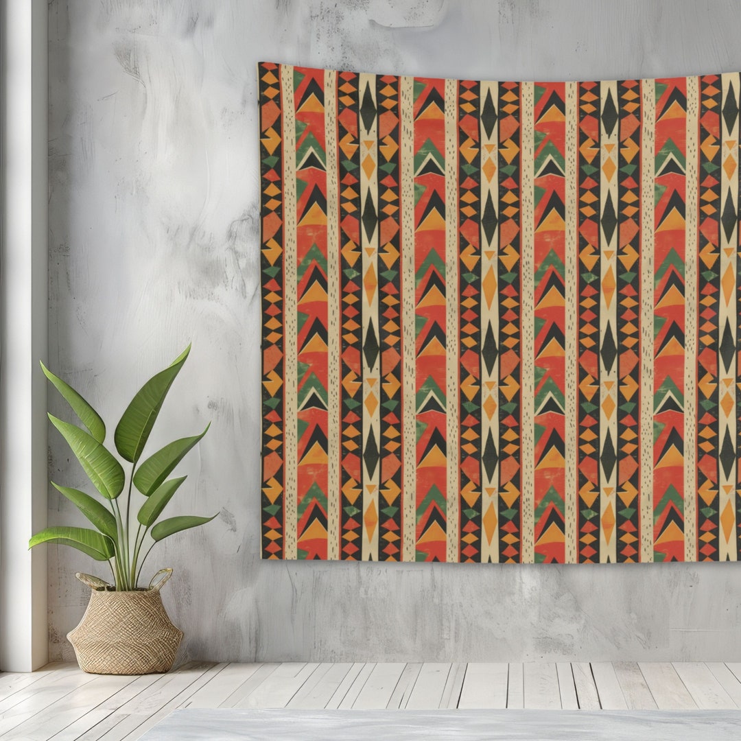 African Tribal Wall Art Tapestry Abstract Tribal Print Hanging Wall Art ...