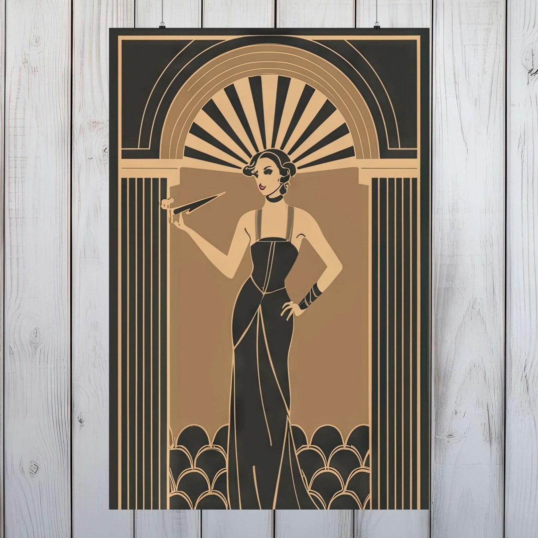 Elegant 1920s Art Deco Wall Poster, Vintage Style Print, Fine Art Matte ...